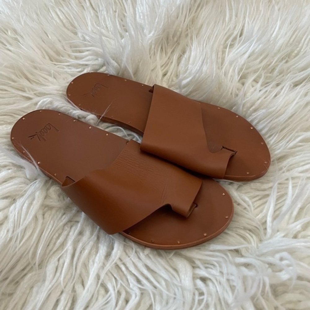 Beek Toucan Toe Loop Brown Leather Slip On Sandals La… - Gem